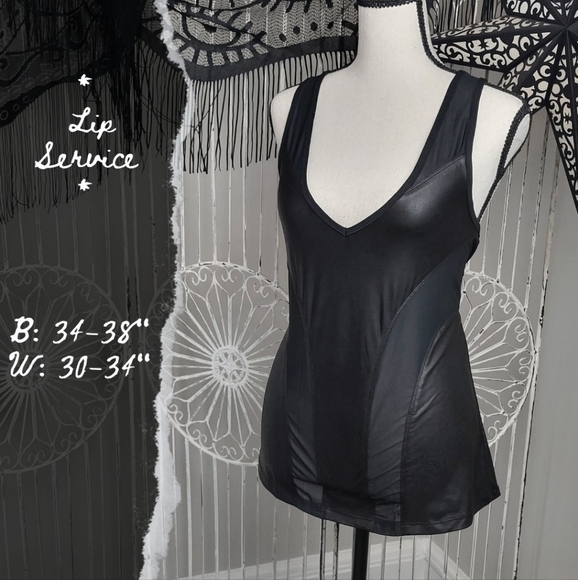 Lip Service | Tops | Vintage Lip Service Hybrid Tank Black Vneck Faux ...